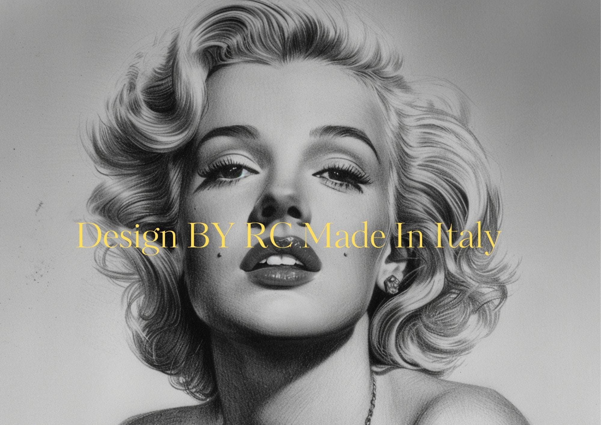 A Pencil Drawing of Marilyn Monroe in a Full Bust Portrait, in Black ...