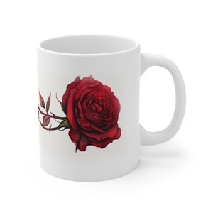 Red Rose Mug, Gift for Her, Handcrafted Coffee Cup With Flower Design ...