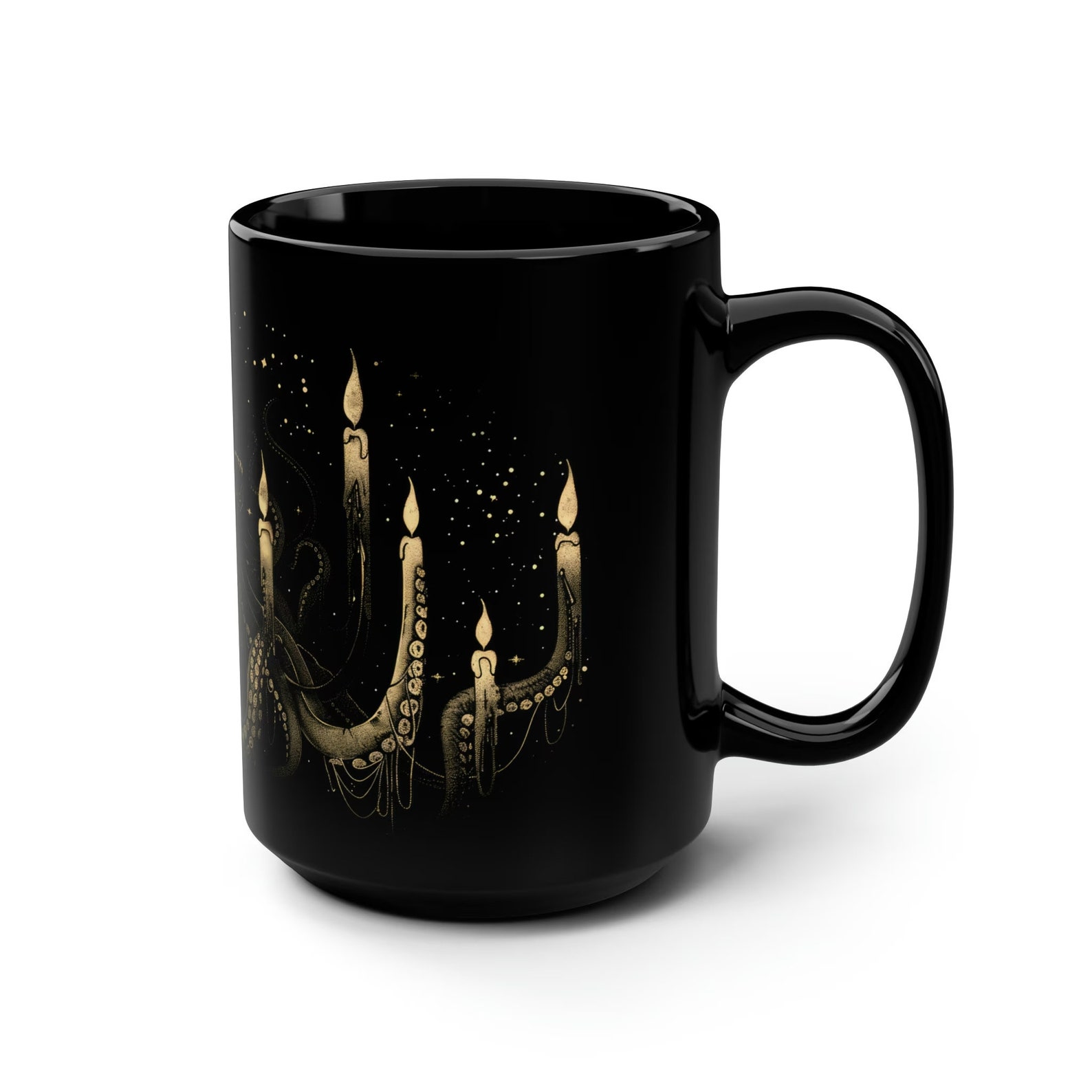 Eldritch Inspirations: Cthulhu Black Coffee Mug With Candles, Dark Cosmic Candleabra, 11oz and ...
