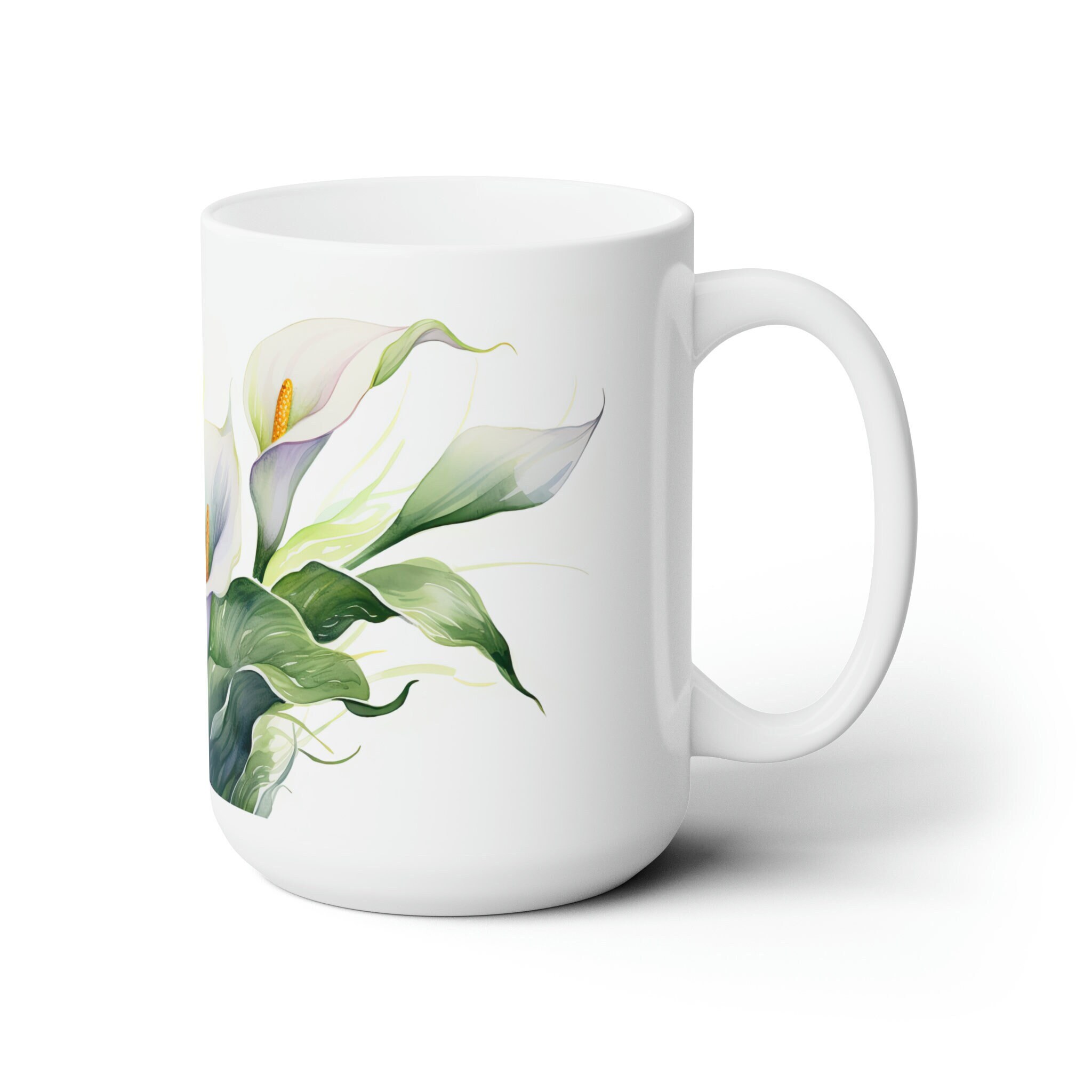 Calla Lily Flower Mug, Botanical Tea Cup, Floral Lilies Nature Mug ...