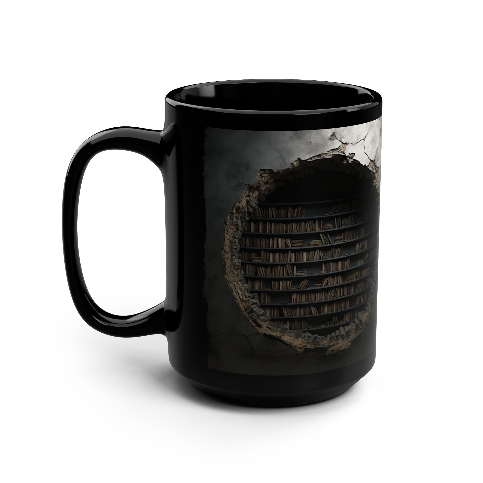 Dark Academia 3D Effect Library Shelves Mug, Book Lover Mug Coffee Mug ...