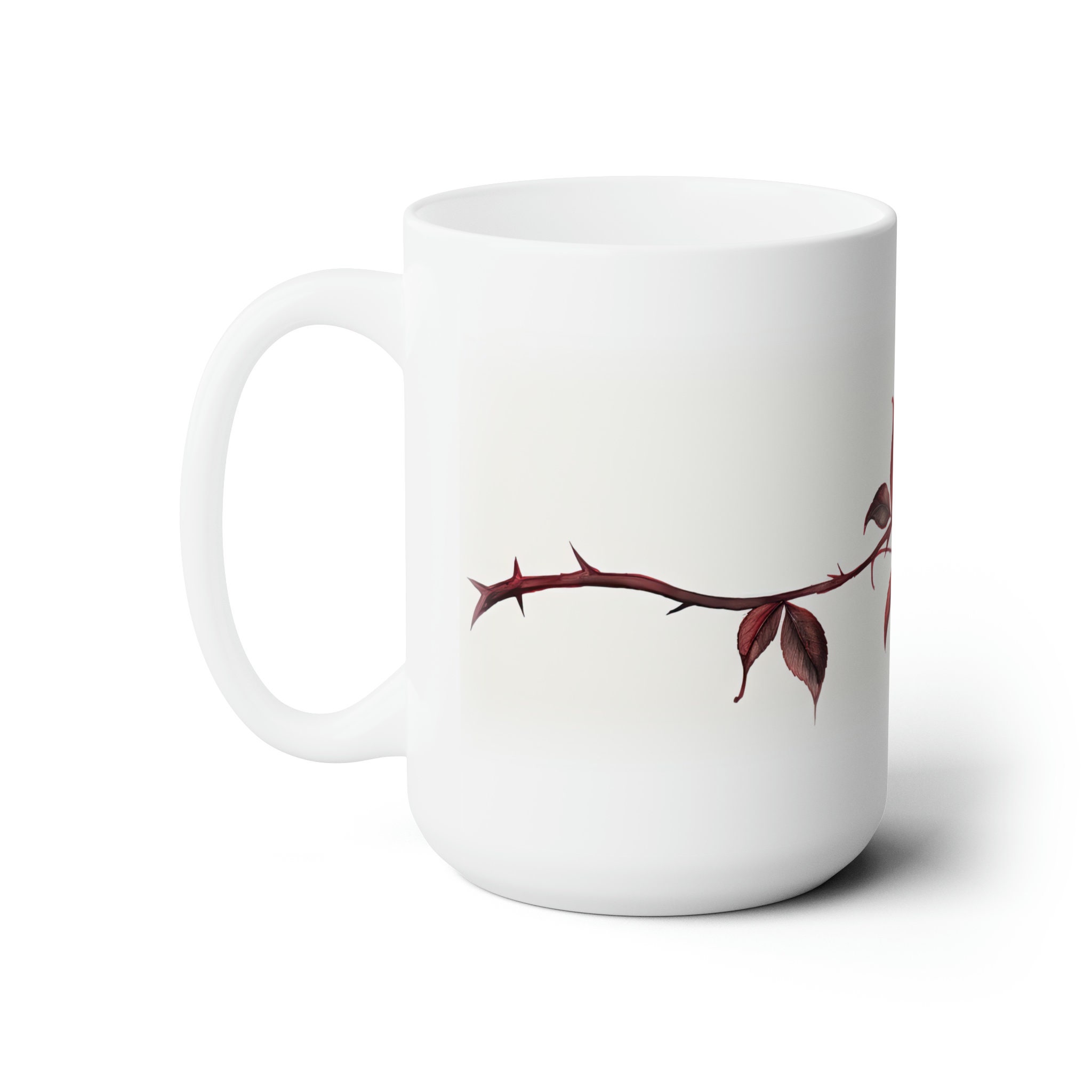 Red Rose Mug, Gift for Her, Handcrafted Coffee Cup With Flower Design ...