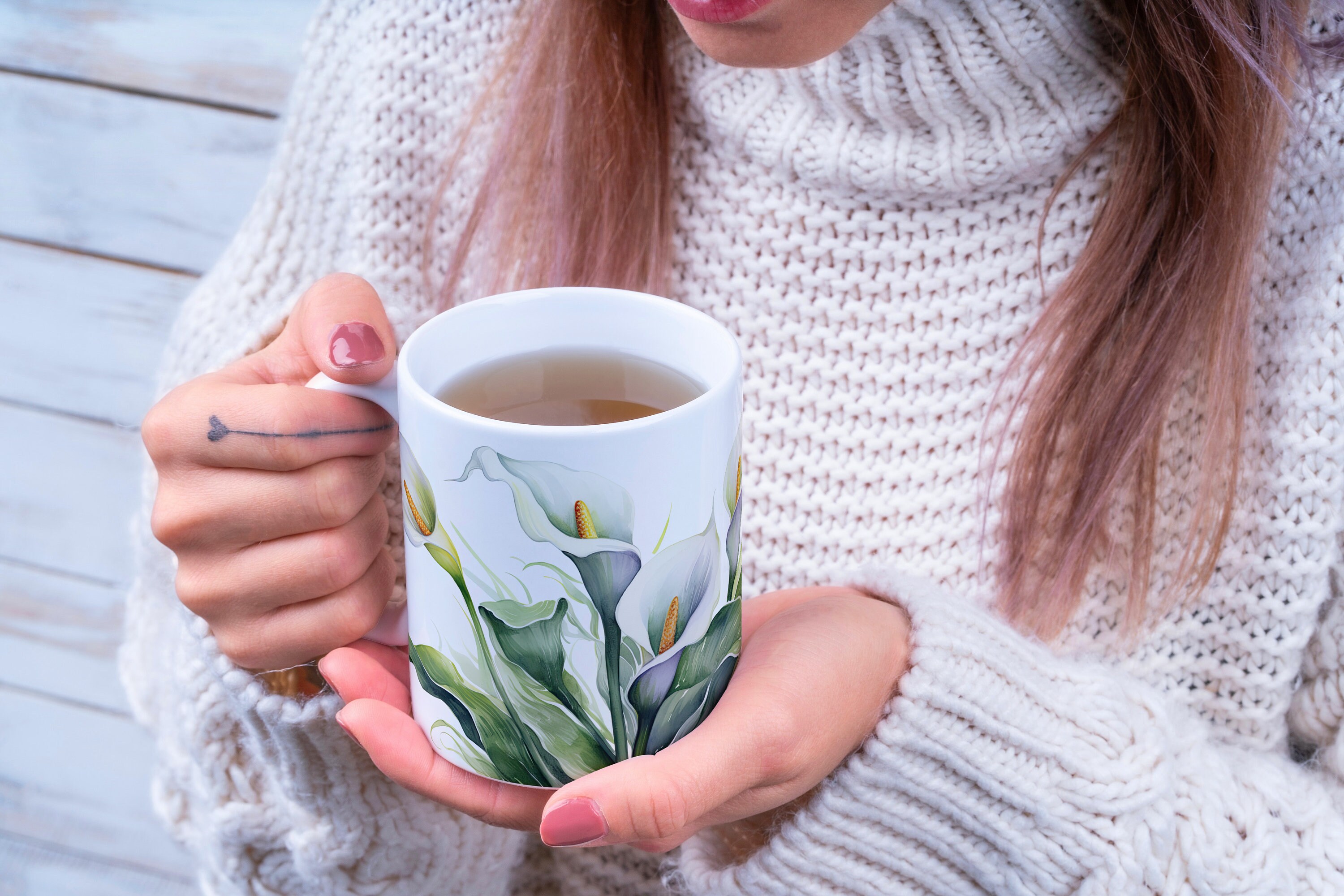 Calla Lily Flower Mug, Botanical Tea Cup, Floral Lilies Nature Mug ...