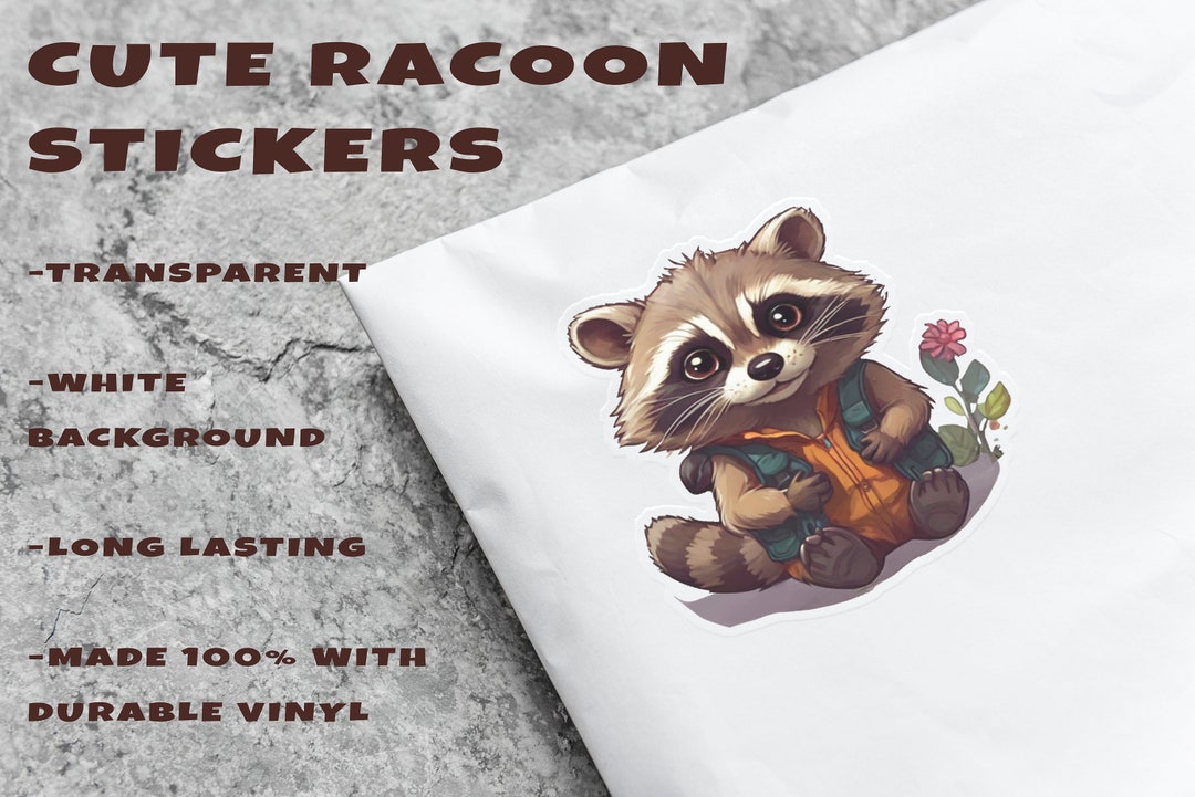 Cute Transparent Racoon Stickers-funny Gift Suitcase Stickers Planner ...