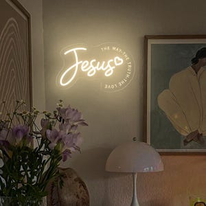 Jesus Neon Sign: Christian Home Decor, Religious Gift - Etsy