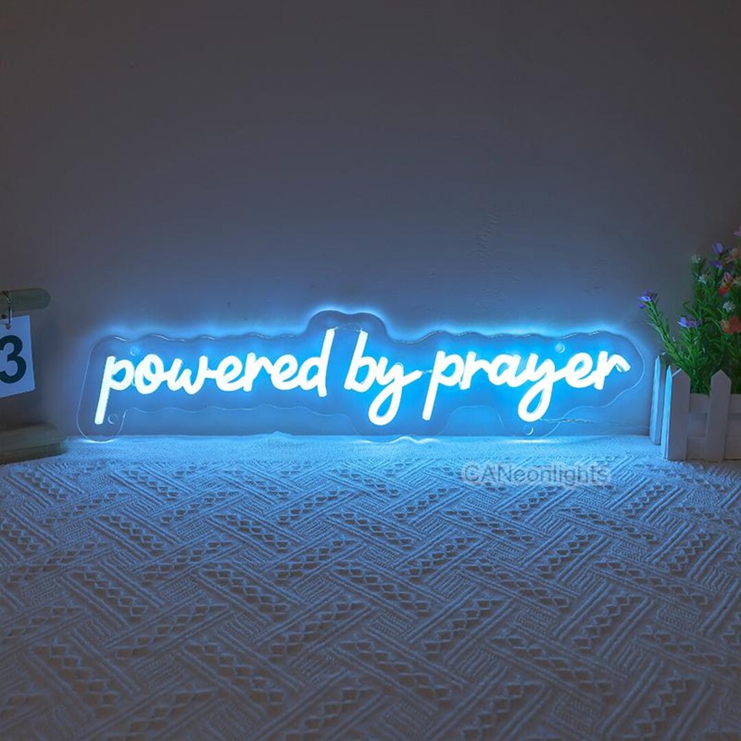 Powered by Prayer Neon Sign: Christian Home Decor - Etsy