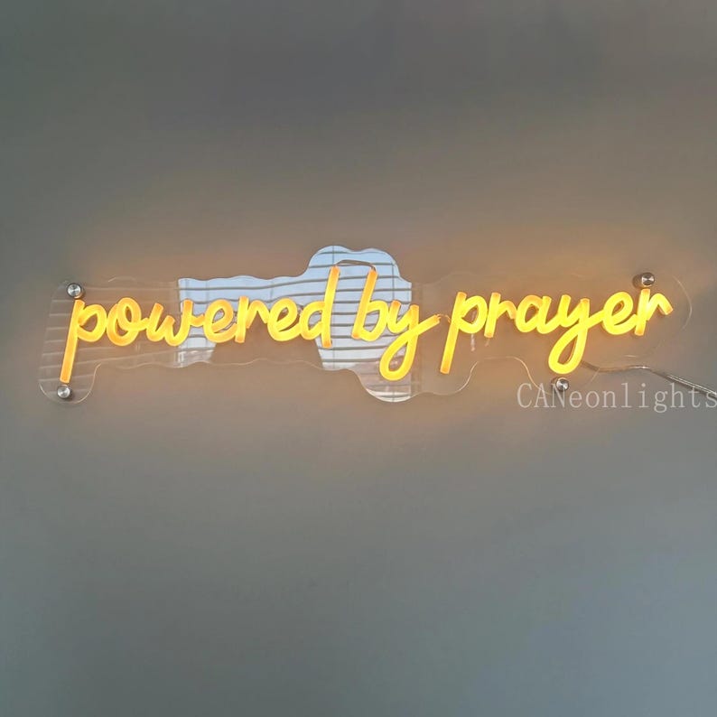 Powered by Prayer Neon Sign: Christian Home Decor - Etsy