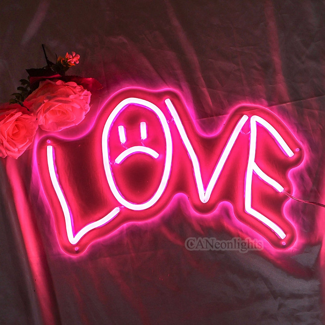 Love Smile Neon Sign, Lil Sad Love Sign, Music Room Decor, Trendy Music ...