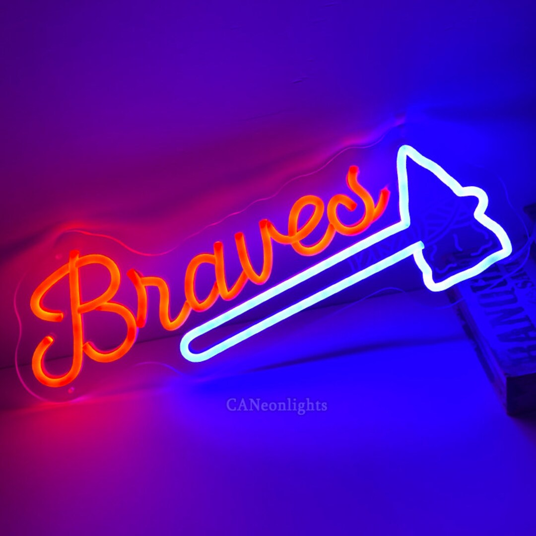 Atlanta Braves Neon Sign, Atlanta Tomahawk Wall Decor, Sports Team Neon ...