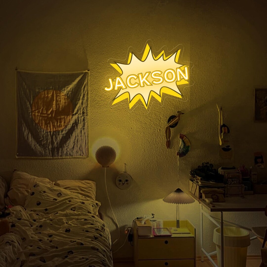 Custom Comic Book Name Neon Wall Decal for Kids,speech Bubble Wall ...