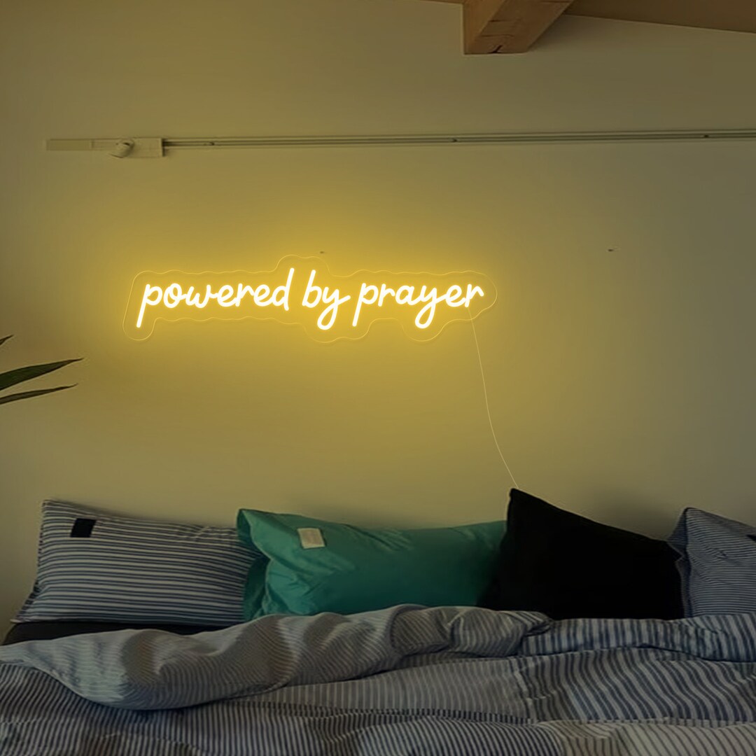 Powered by Prayer Neon Sign: Christian Home Decor - Etsy