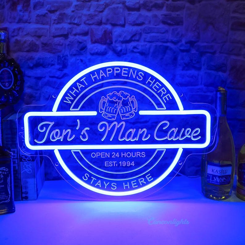 Personalized Man Cave Neon Sign: Color Changing LED, Beer Cave Decor ...