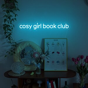 Cosy Girl Book Club Neon Sign, Book Lover Home Decor, Custom Bookclub ...