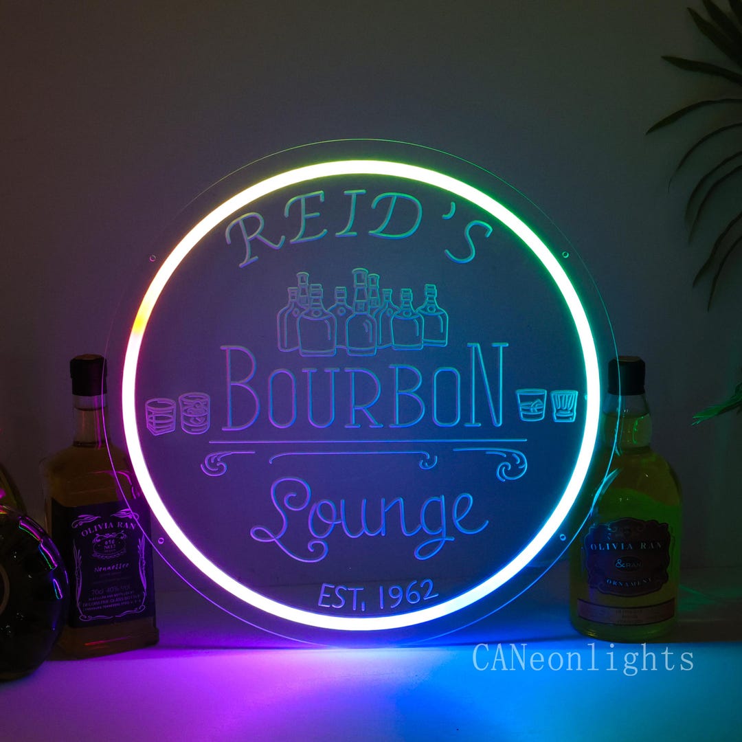 Custom Bourbon Bar RGB Neon Sign: Home Bar Decor, Man Cave Led Light - Etsy