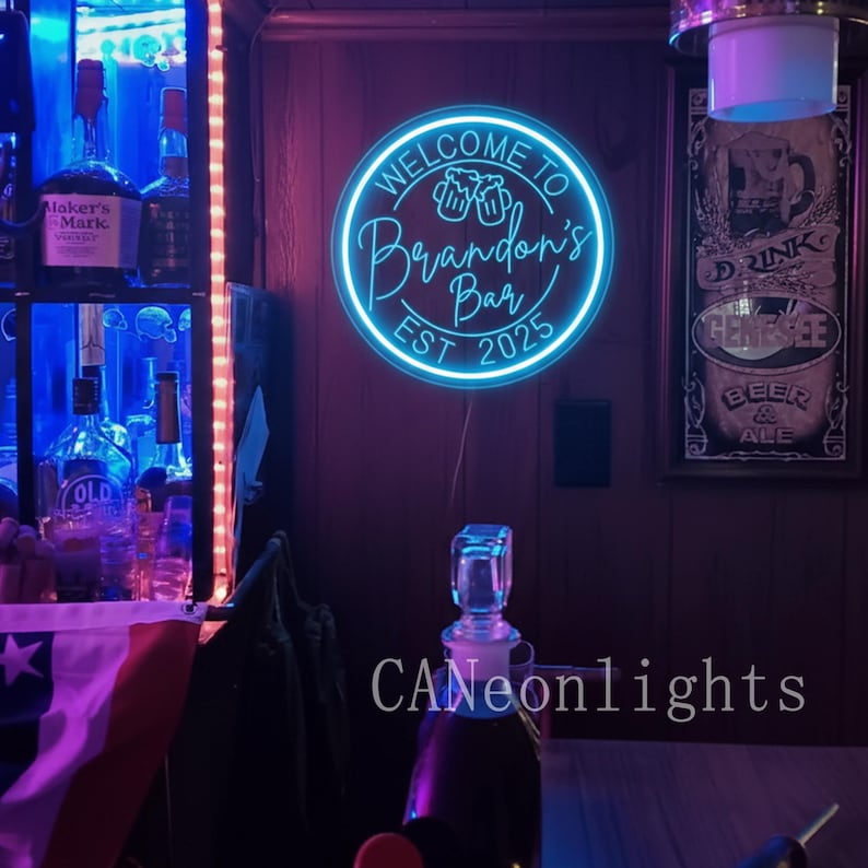 Custom Engraved LED Neon Bar Sign, Personalized Home Decor - Etsy