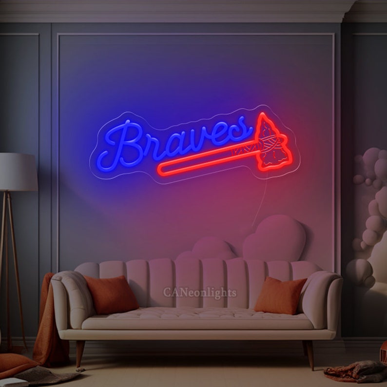 Atlanta Braves Neon Sign, Atlanta Tomahawk Wall Decor, Sports Team Neon ...