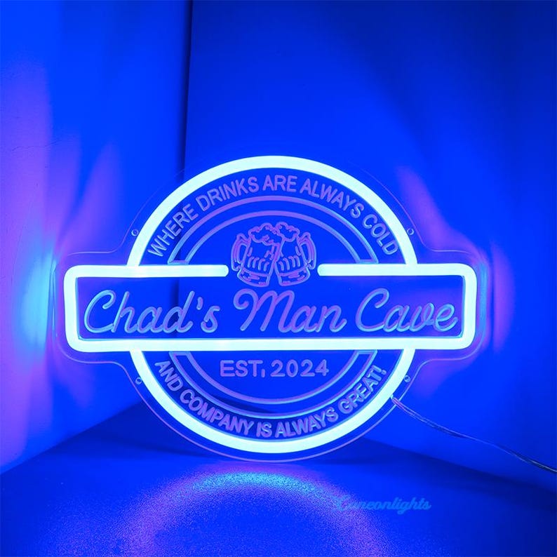 Personalized Man Cave Neon Sign: Color Changing LED, Beer Cave Decor ...