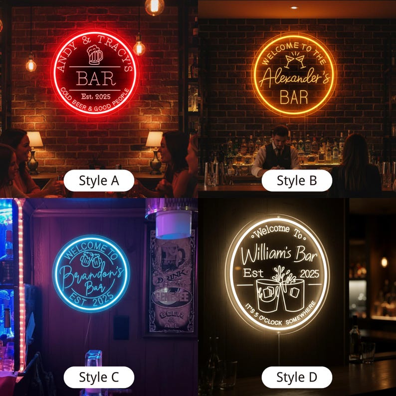 Custom Engraved LED Neon Bar Sign, Personalized Home Decor - Etsy