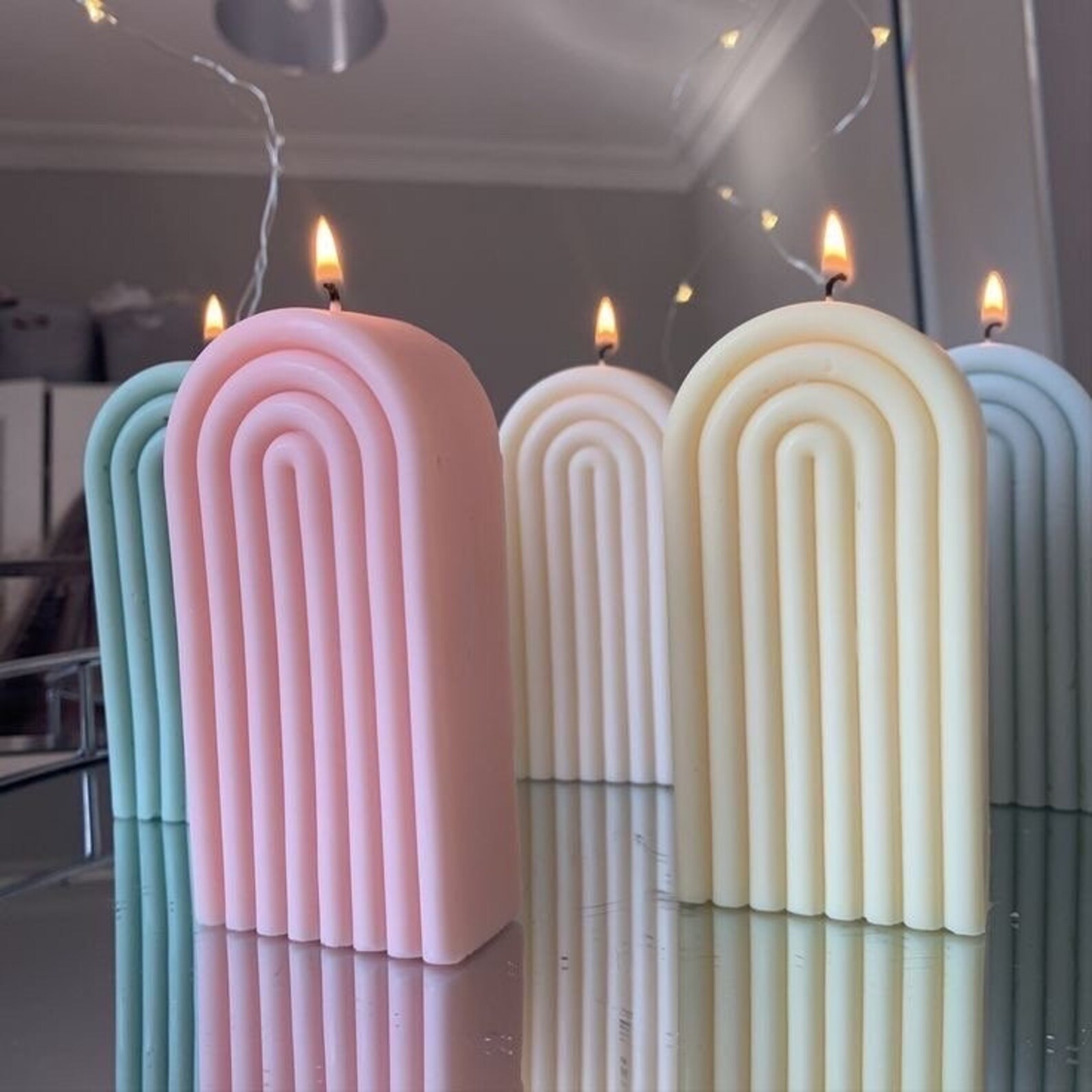 Rainbow Arch Pillar Soy Candle, Rainbow Candle, Aesthetic Candle ...