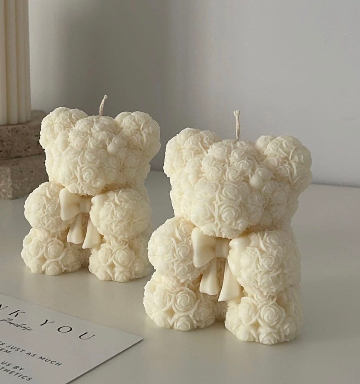 Rose Teddy Bear Candles, Rose Candles, Home Decor, Large Rose Bear ...