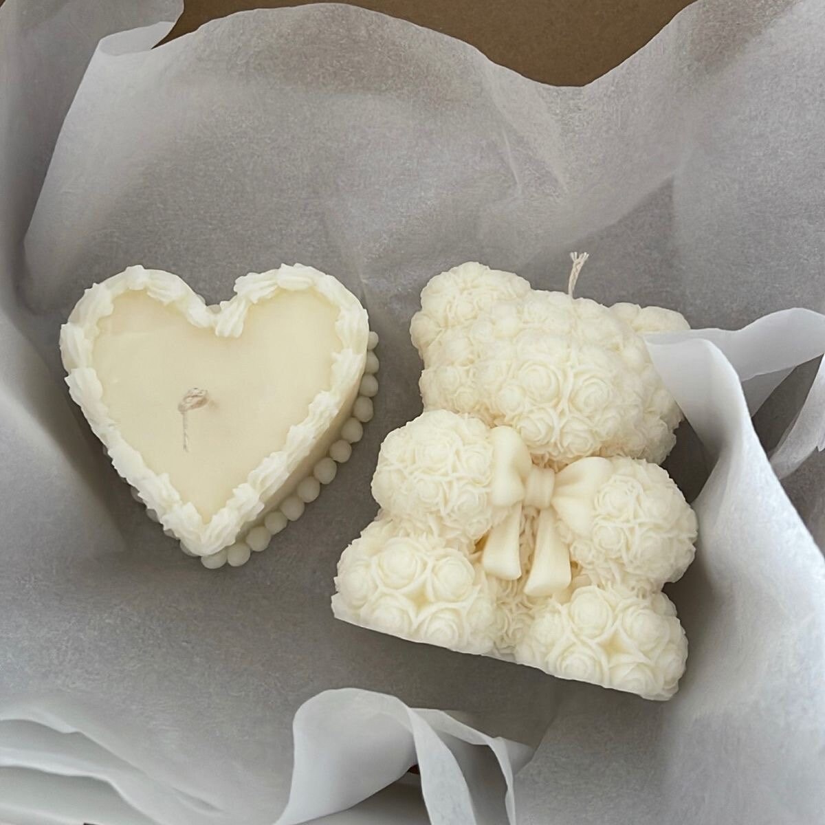 Rose Teddy Bear Candles, Rose Candles, Home Decor, Large Rose Bear ...