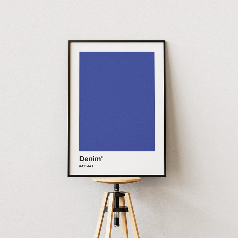 Denim Blue Pantone Poster: Trendy Color Palette Print (digital Download ...