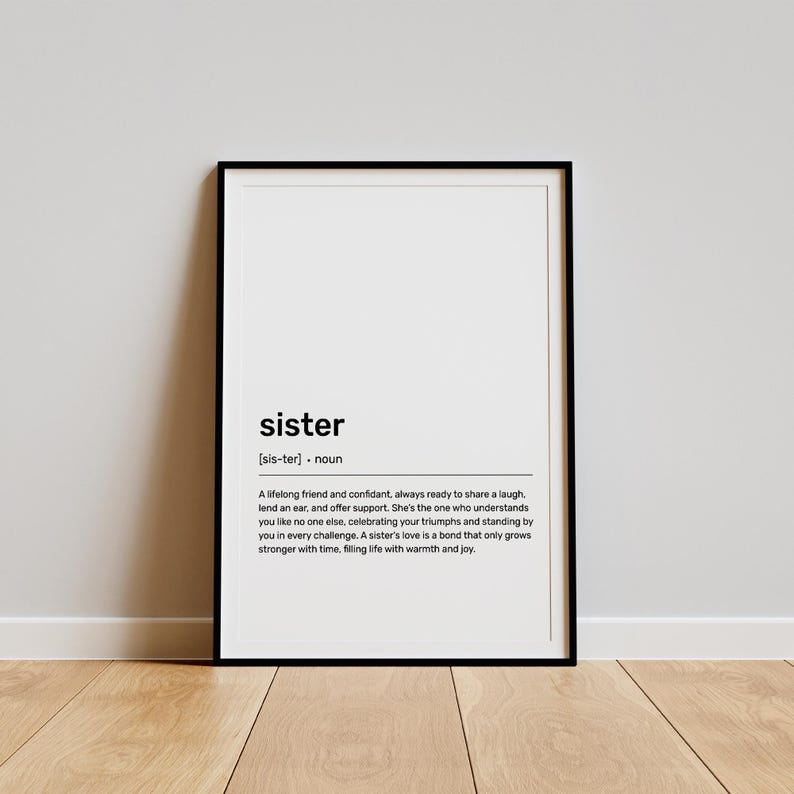 Sister Definition Poster, Sister Dictionary Art, Sister Quote Print ...