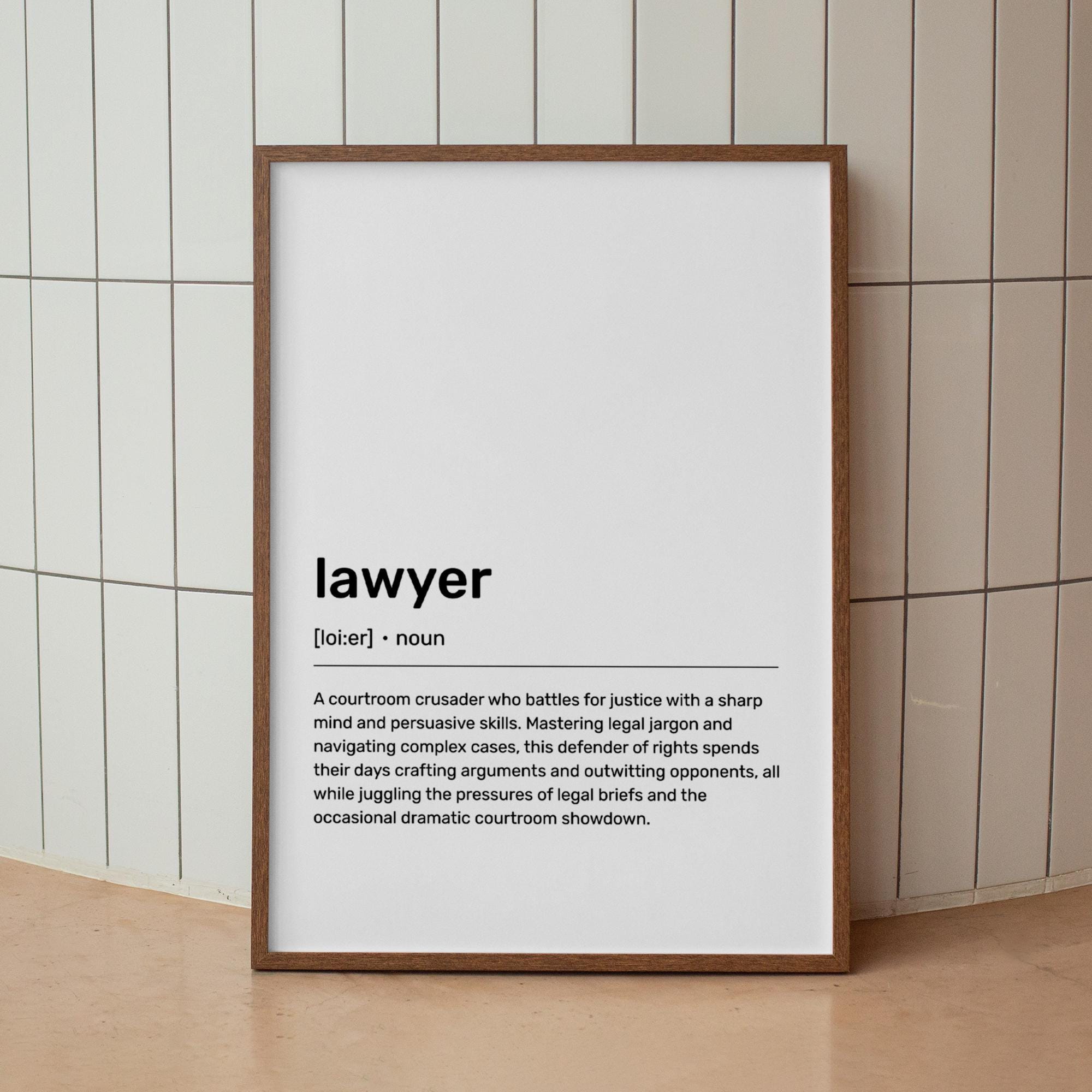 Lawyer Definition Poster, Lawyer Dictionary Art, Lawyer Quote Print ...
