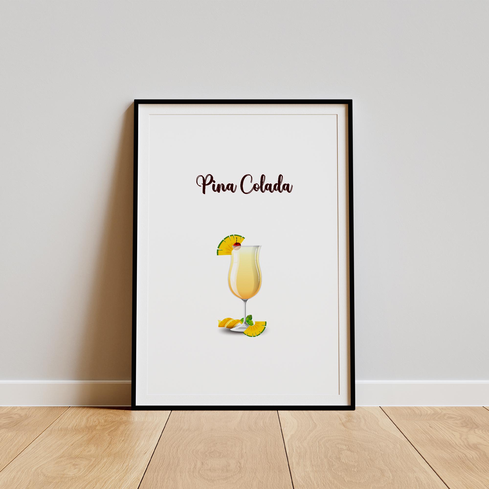 Pina Colada Cocktail Wall Art, Pina Colada Poster Print, Pina Colada ...