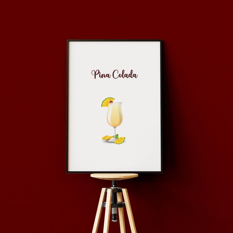 Pina Colada Cocktail Print: Tropical Bar Wall Art (digital Download) - Etsy