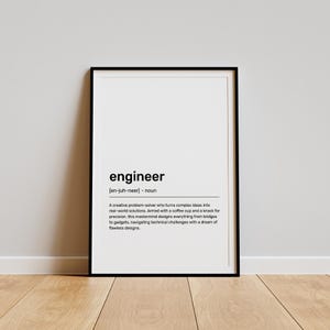 Engineer Definition Poster, Engineer Dictionary Art, Engineer Quote ...