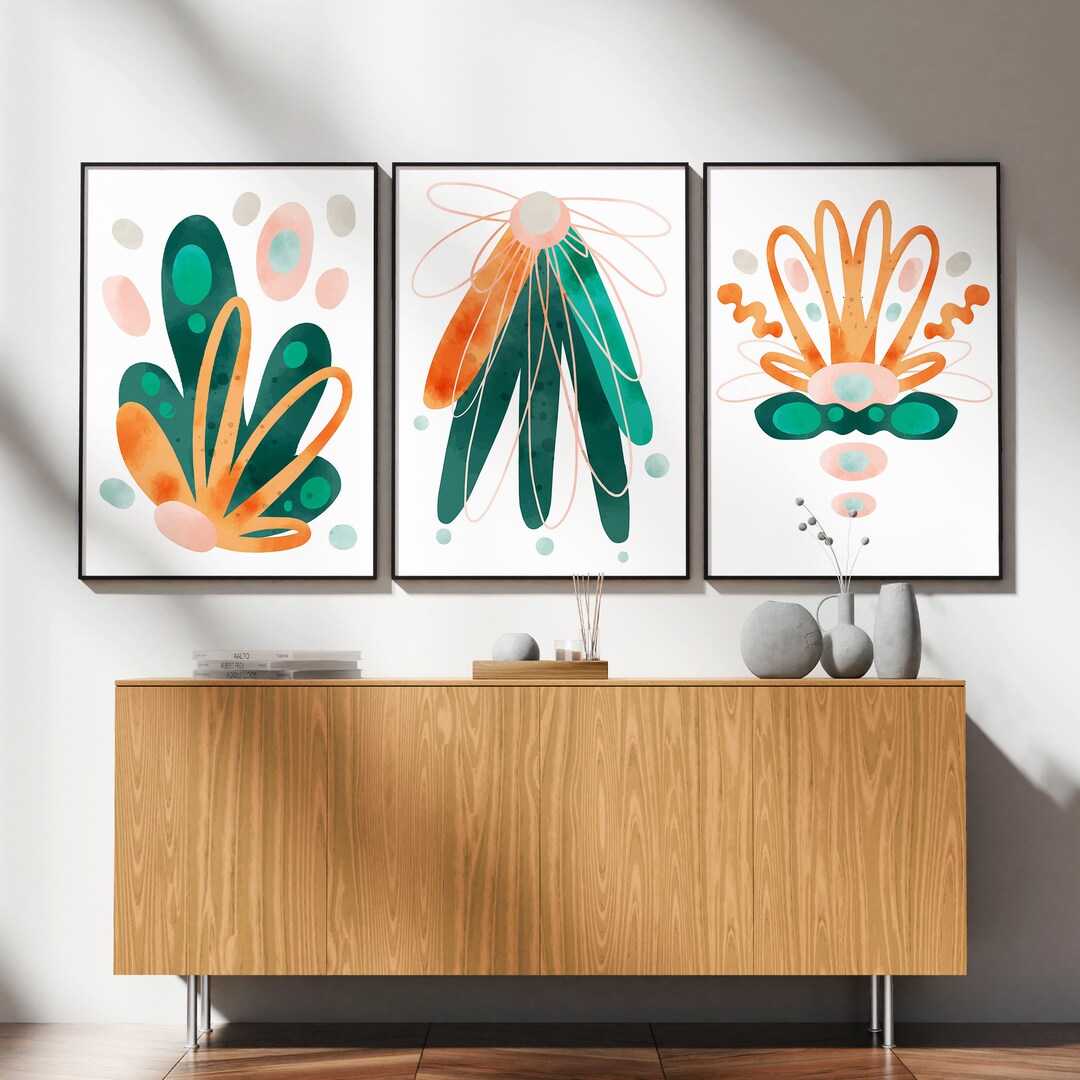 Abstract Floral Print Set: Modern Botanical Wall Art (digital Download ...