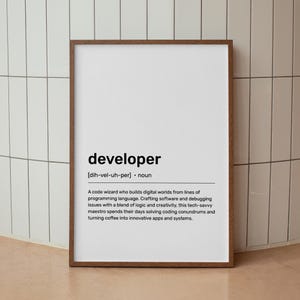 Developer Definition Poster,developer Dictionary Art,programmer Quote Print,definition Wall Art ...