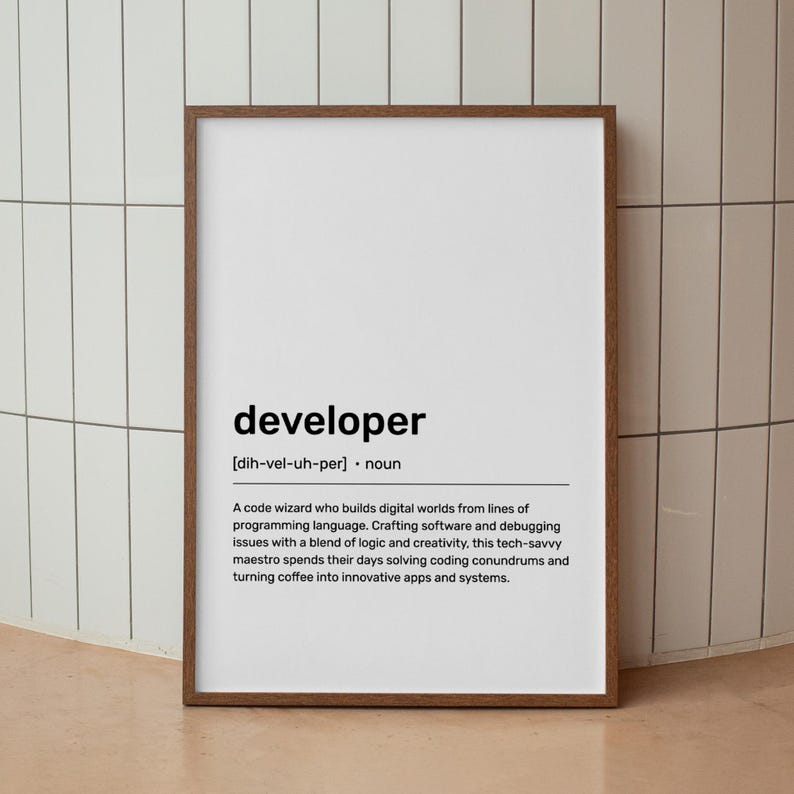 Developer Definition Poster,developer Dictionary Art,programmer Quote Print,definition Wall Art ...