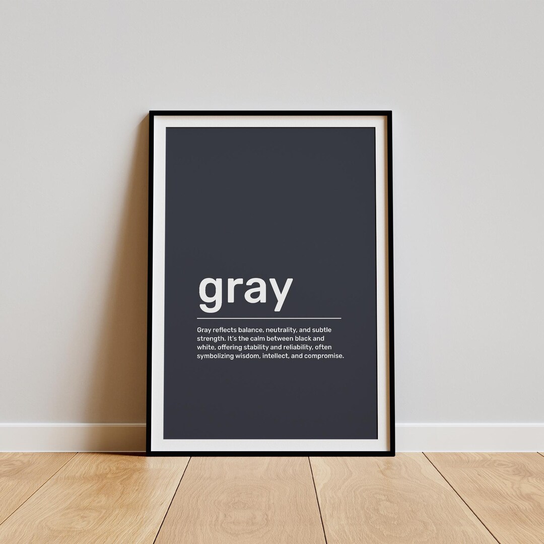 Gray Definition Art Print: Minimalist Dictionary Wall Decor (digital ...