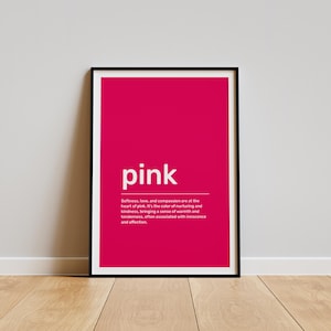 Pink Definition Poster, Pink Dictionary Art, Pink Hue Quote Print ...