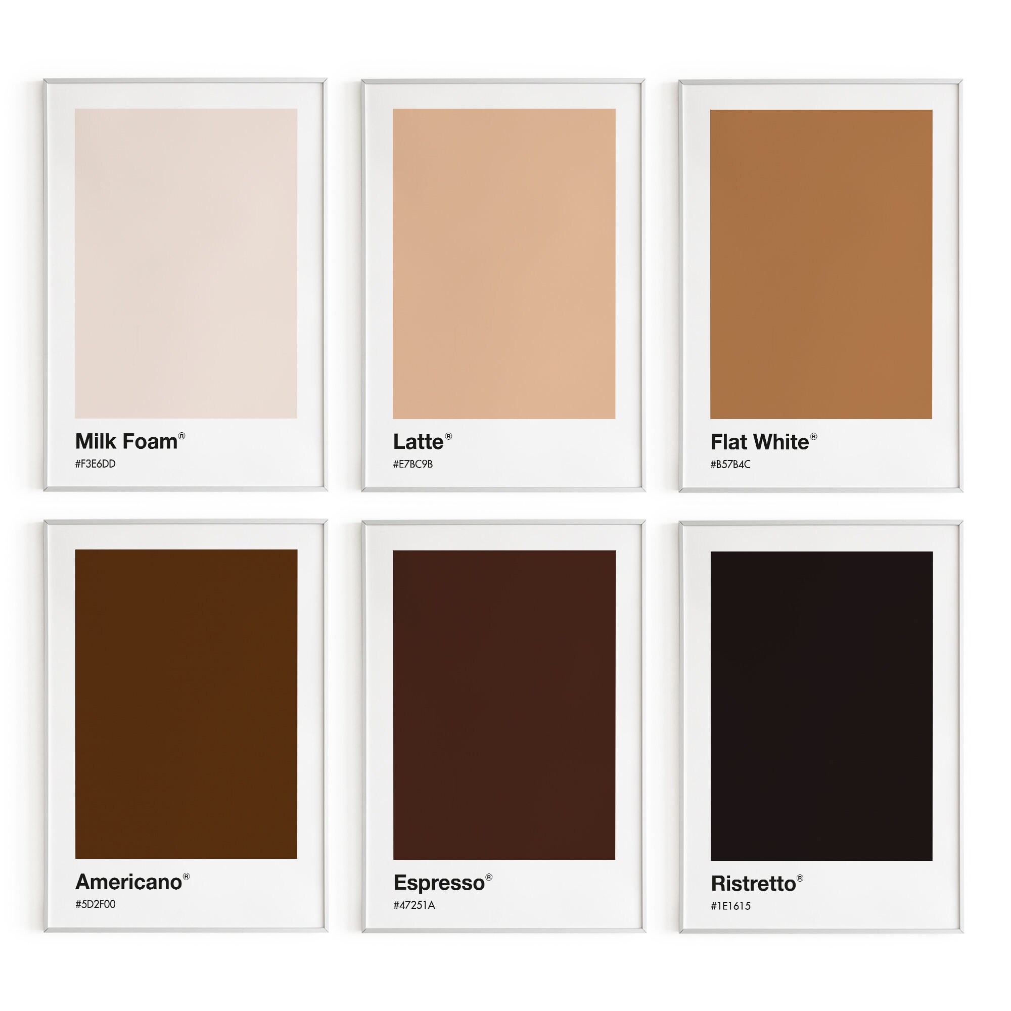 Pantone Coffee Poster, Set of 6 Prints Coffee ,coffee Wall Art,pantone ...