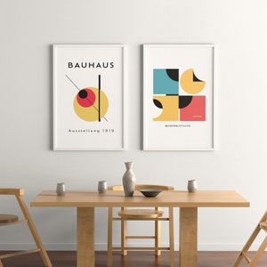 Set of 2 Bauhaus Exhibition Poster,geometric Art Print,mid Century Art ...