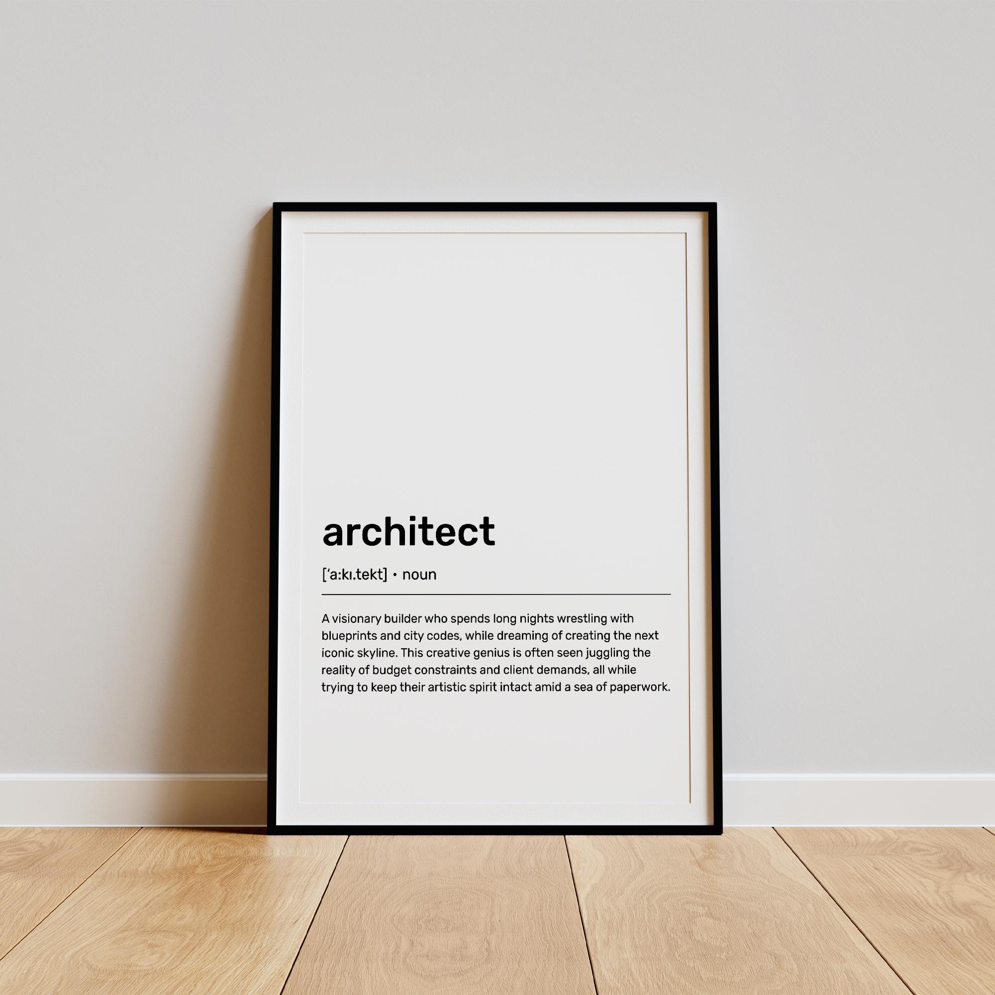 Architect Definition Poster, Architect Dictionary Art, Architect Quote ...