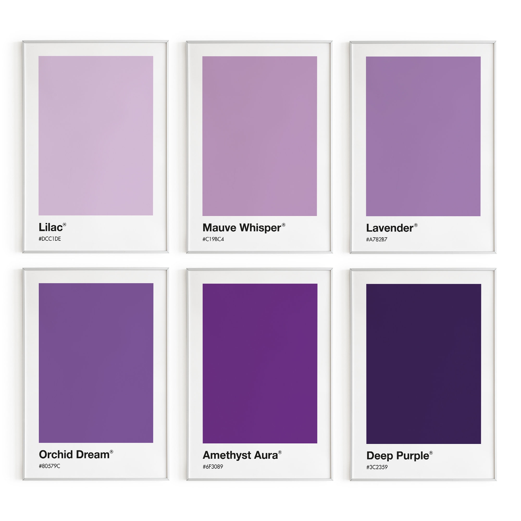 Pantone Purple Poster, Set of 6 Prints Purple, Purple Wall Art, Purple ...