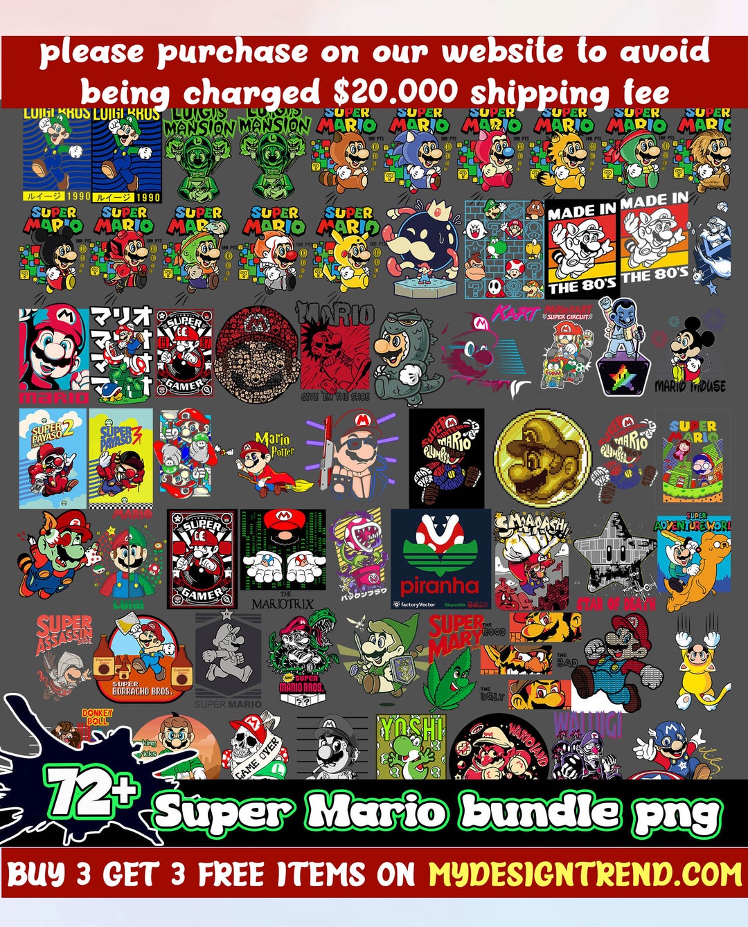 Super Mario Png Bundle, Super Mario Svg Bundle for Cricut and ...