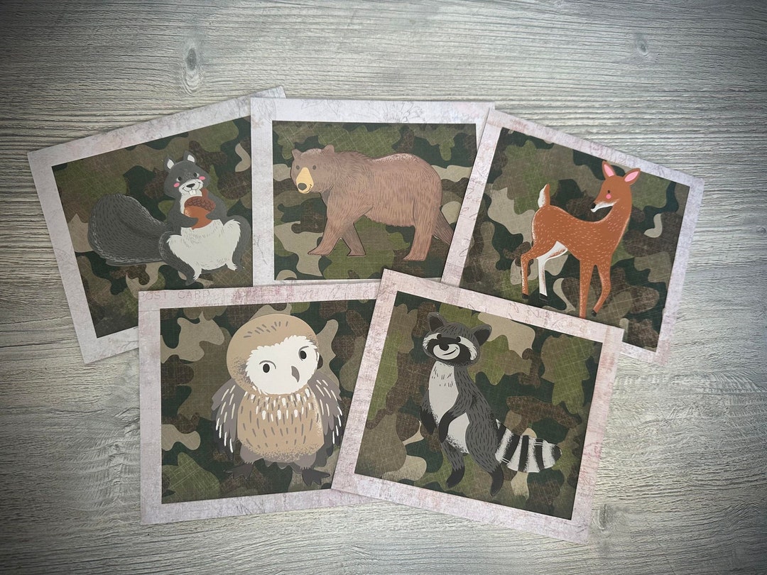 Woodland Animal Greeting Cards, Forest Animal Card Set, Birthday or ...