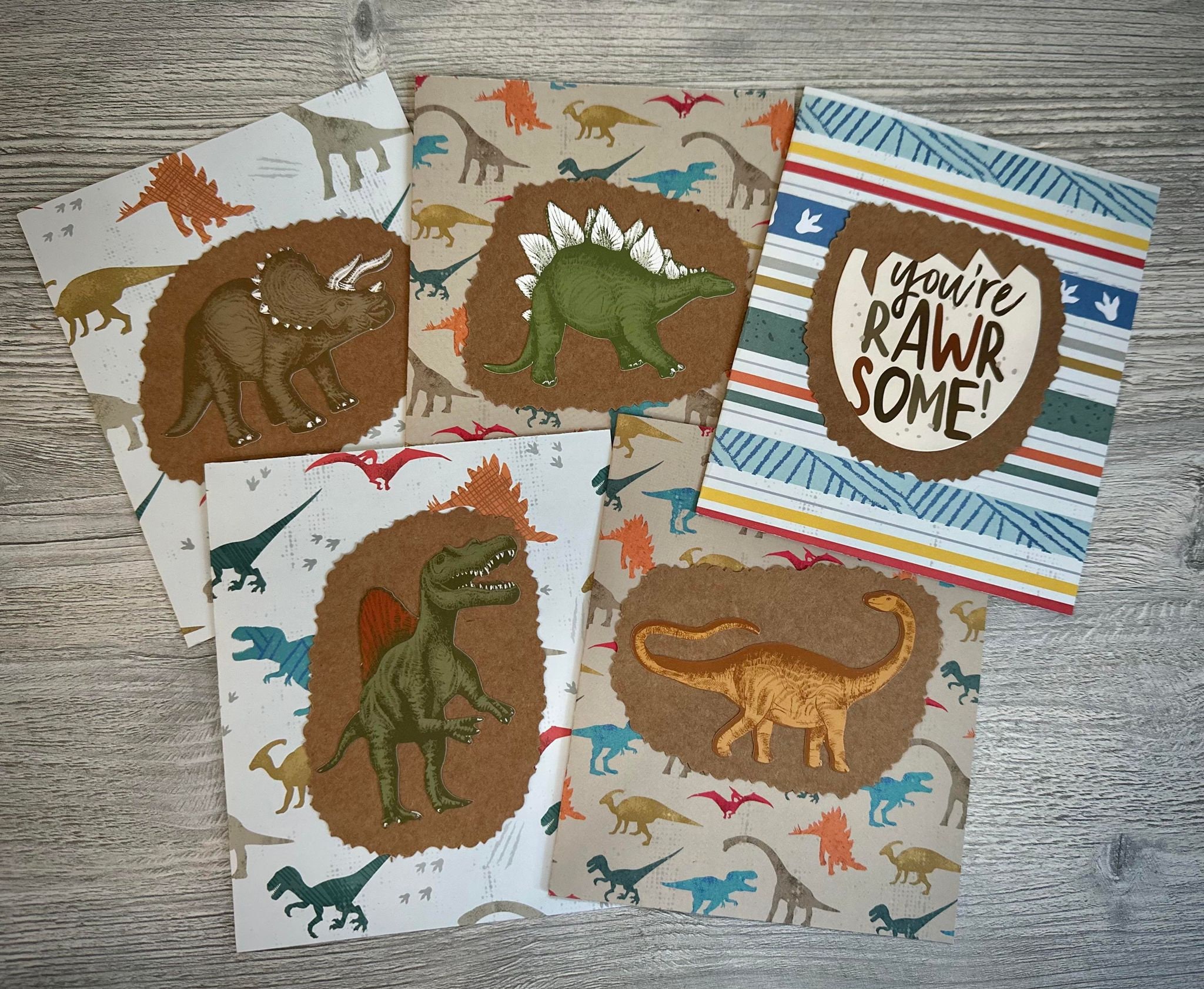 Dinosaur Greeting Cards, Dino Card Set for Kids, Birthday or Thank You ...