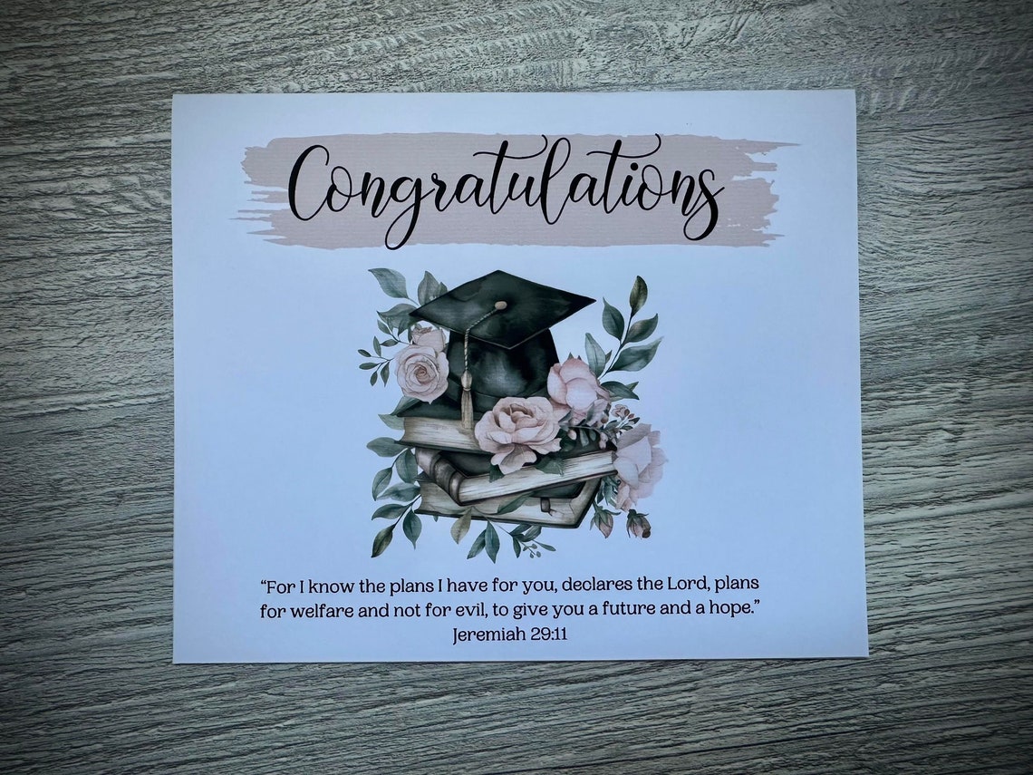 Christian Graduation Card, Congratulations Grad Card for Senior, Pink ...