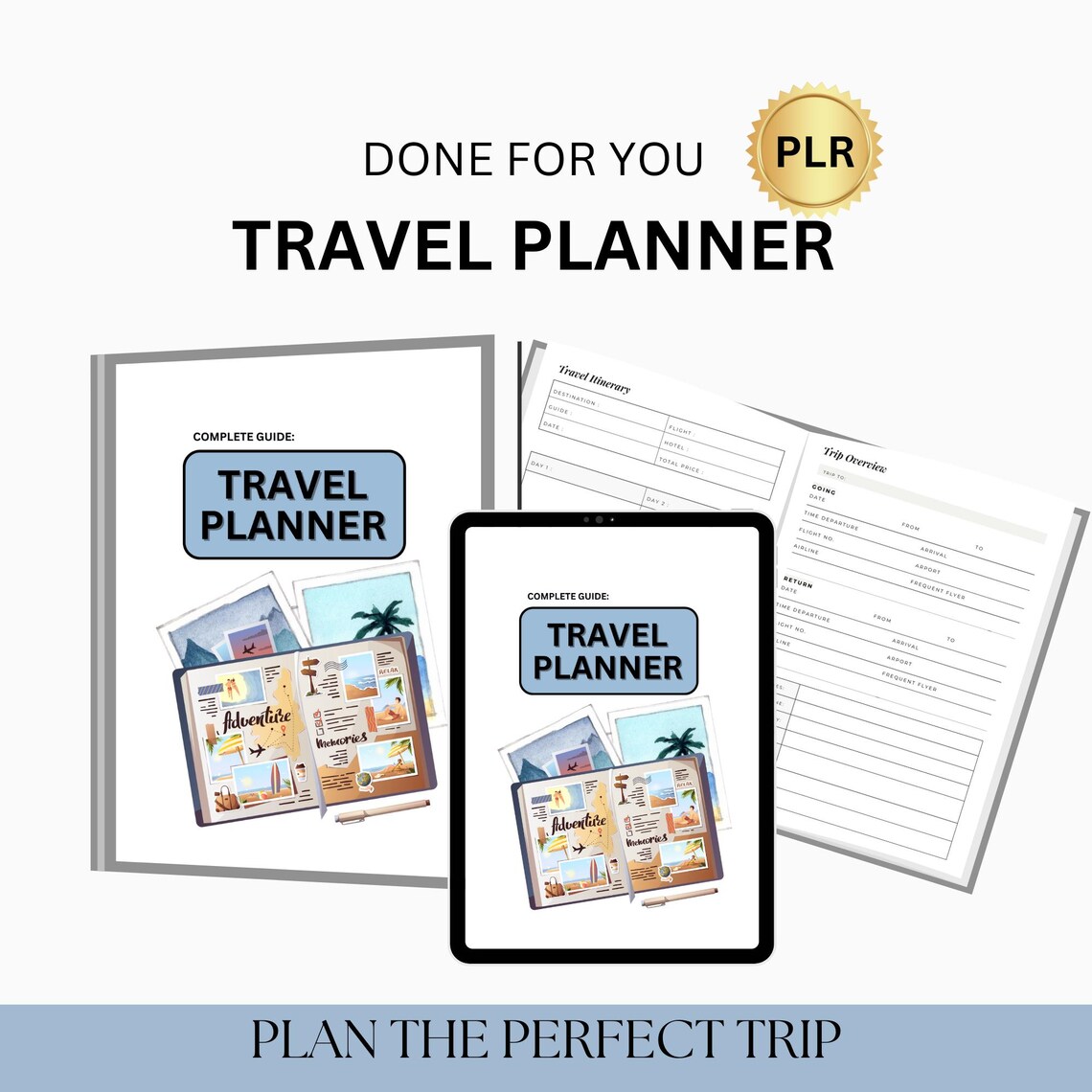 PLR Travel Planner Printable Canva Editable Digital Travel Itinerary ...