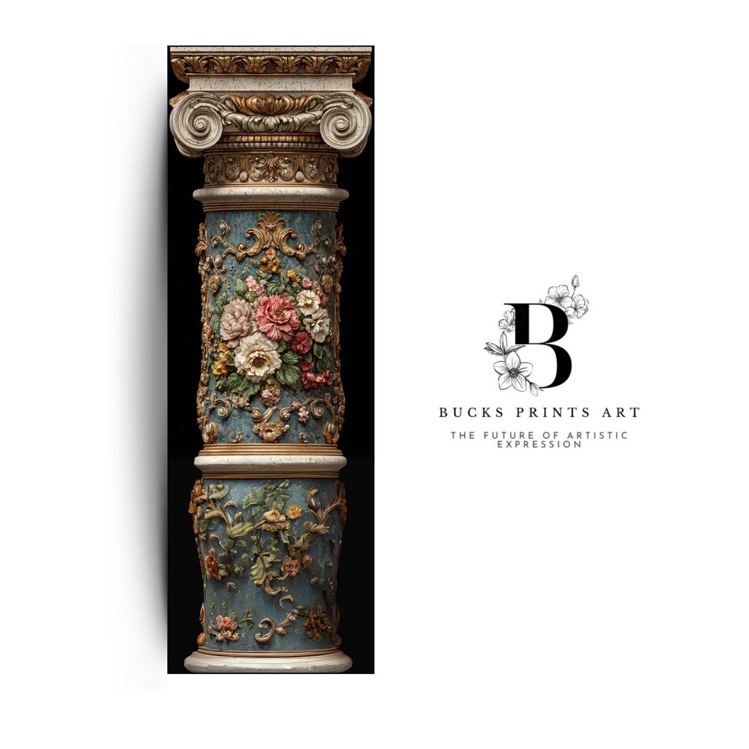 Canvas Wall Art, Baroque Pilaster Painting Decor, Matte Stretched Print ...