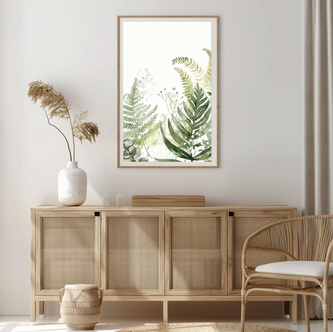 Watercolor Ferns for Modern Interiors, Scandinavian Art, Greenery Wall ...