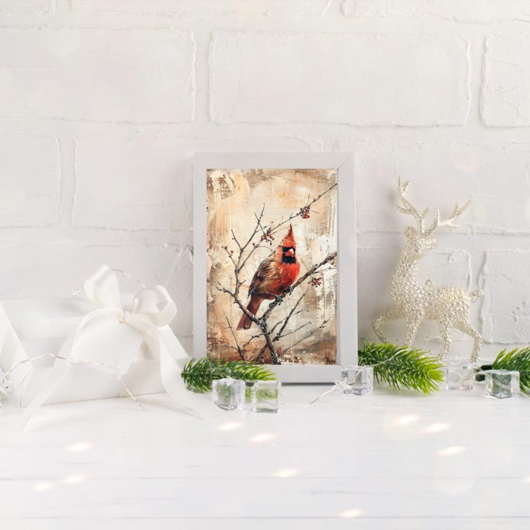 Cardinal Bird Canvas Wall Art: Nature Lover's Botanical Print - Etsy
