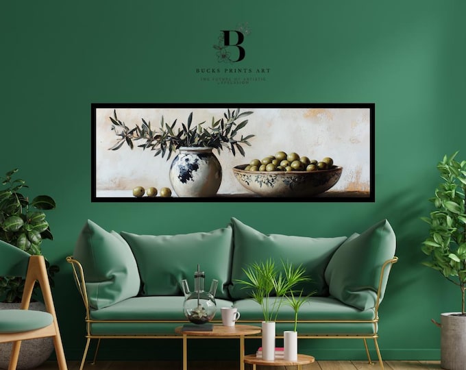 Rustic Olive Branch Canvas Print, Italian Kitchen Wall Art ...