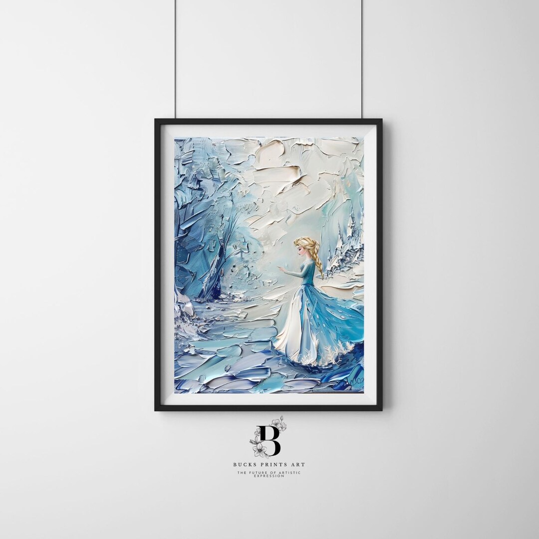 Canvas Print, Elsa Oil Painting Print Impasto Technique Stretched Matte ...